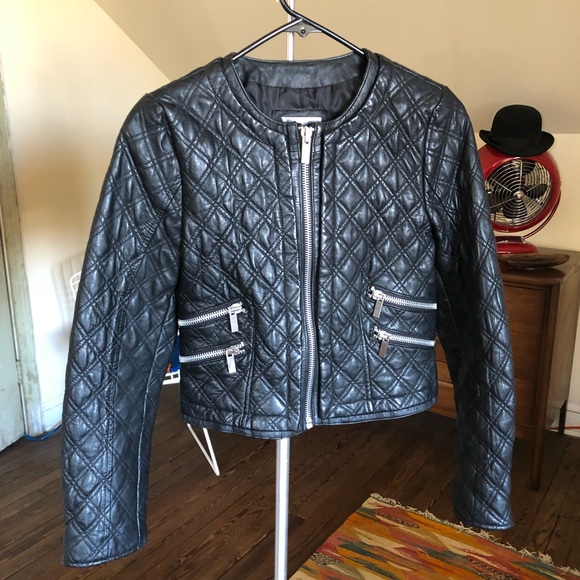 Mango | Jackets & Coats | Mango Quilted Leather Motorcycle Jacket ...